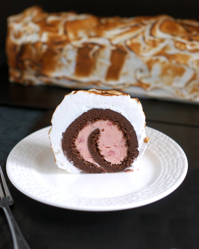 Chocolate & Strawberry Baked Alaska Cake Roll - Baking Sense