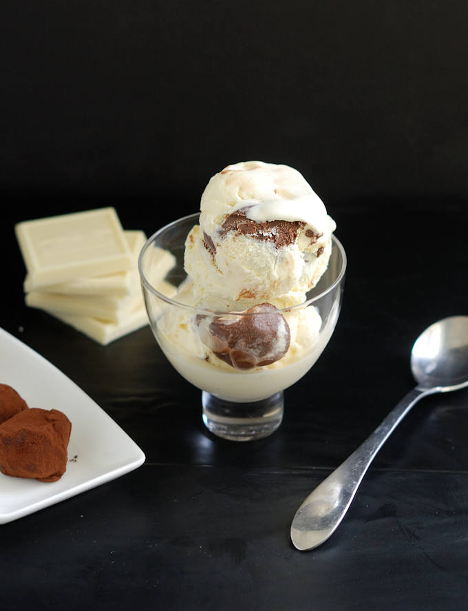 White Chocolate Ice Cream with Chocolate Truffles - Baking Sense