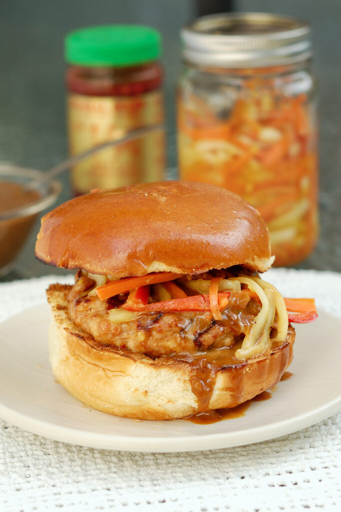 Chicken Satay Burger with Peanut Sauce - Baking Sense®
